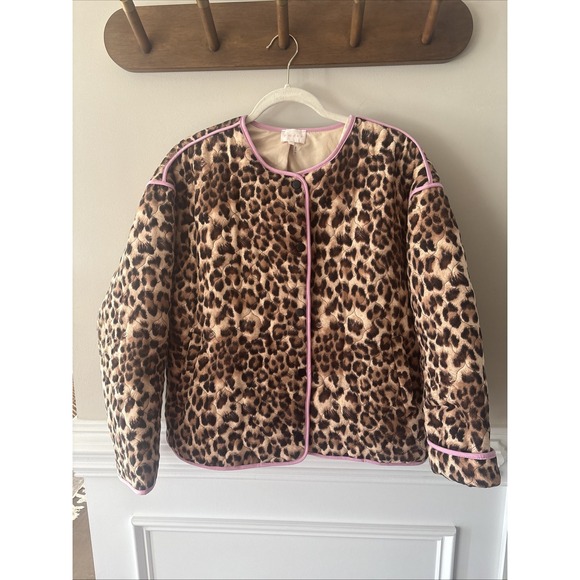 entro | Jackets & Coats | Entro Leopard Print Quilted Jacket Large ...